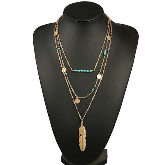 Multi-layer Necklace Feather Pendant - Magnolia Mountain Jewelry